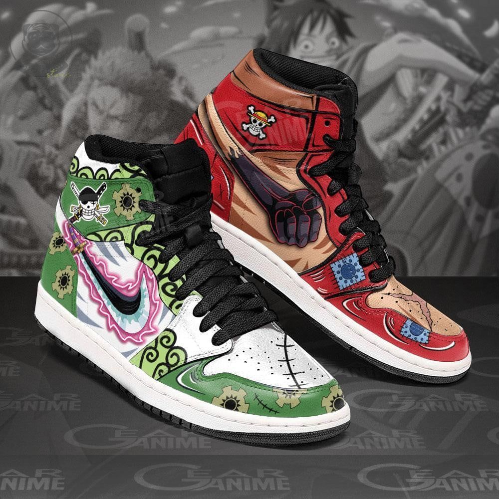 Zoro vs Luffy J1s Sneakers Custom Haki Style - Tshirtpugs Store